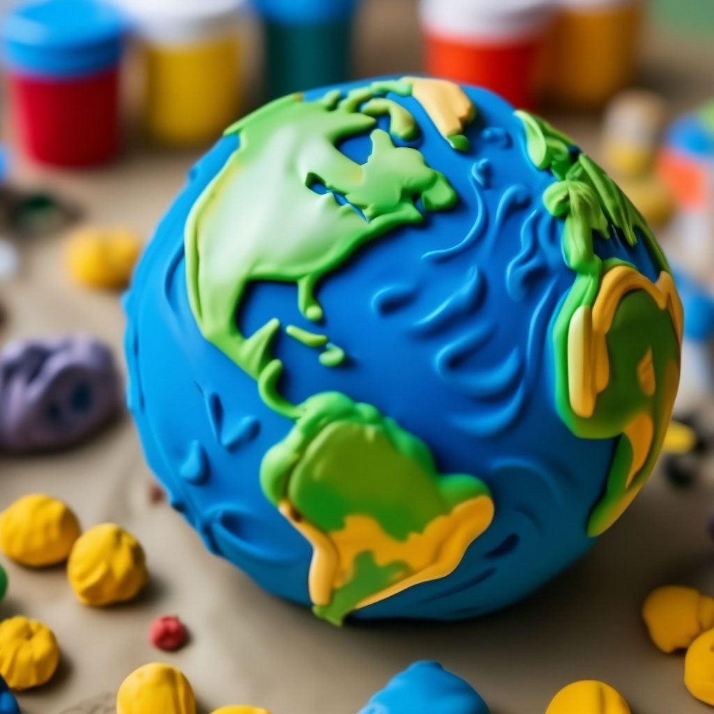 "Play-doh style Planet earth. sculpture, clay art, centered composition ...