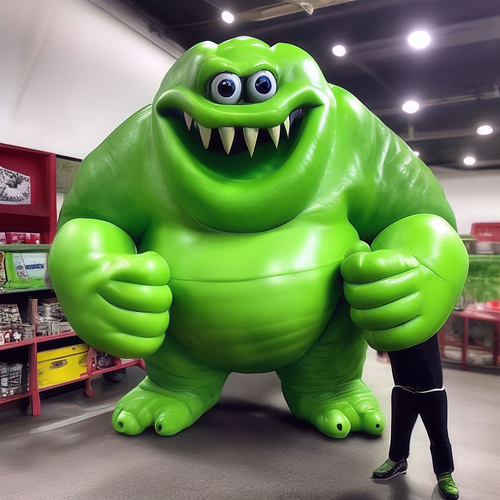 "Jumbo George a scary huge green monster with an oval head and small ...