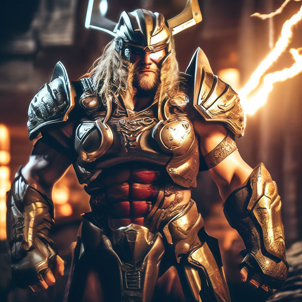 "Thor in armor from the game Doom, aesthetically pleasing, beautiful ...