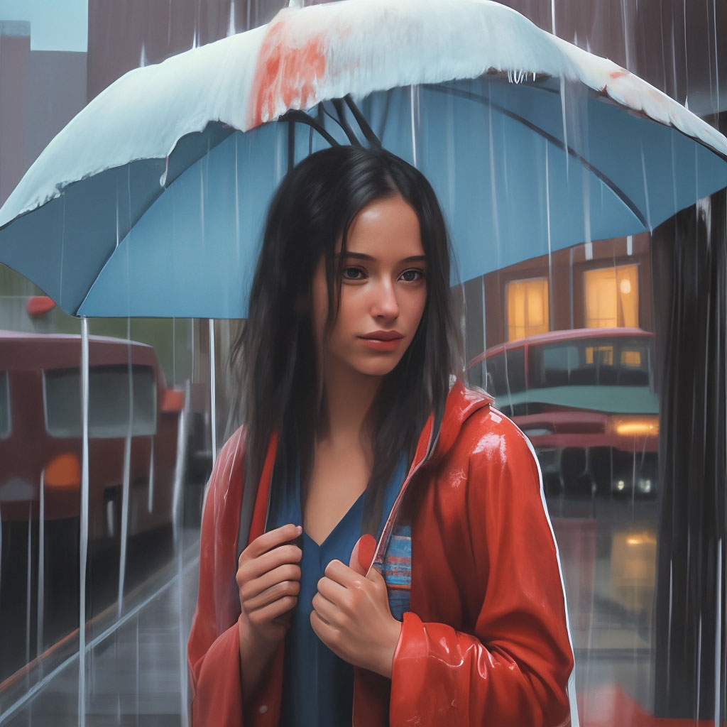 "It's raining like real" — image created in Shedevrum