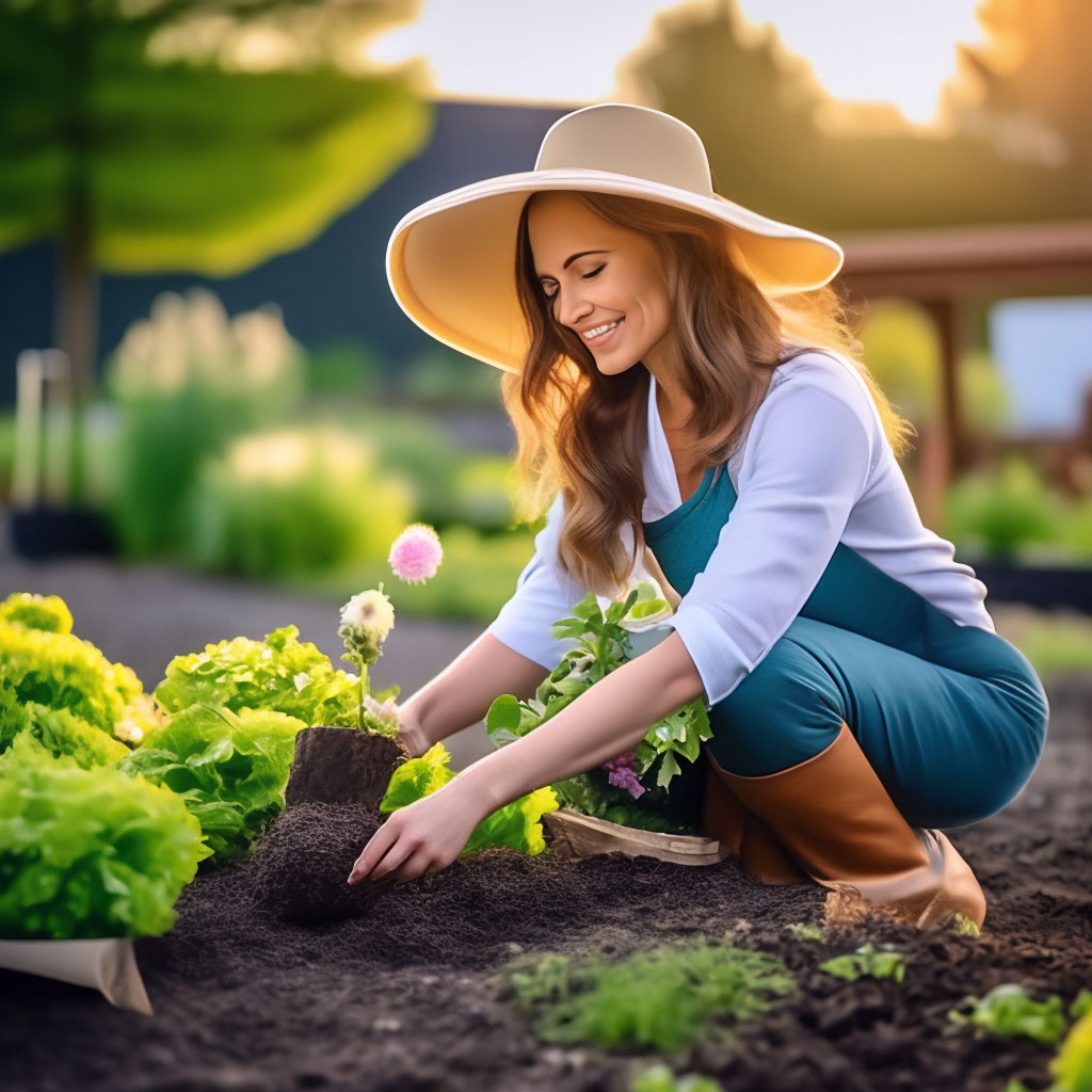 "Summer resident woman and spring planting professional photo shoot ...