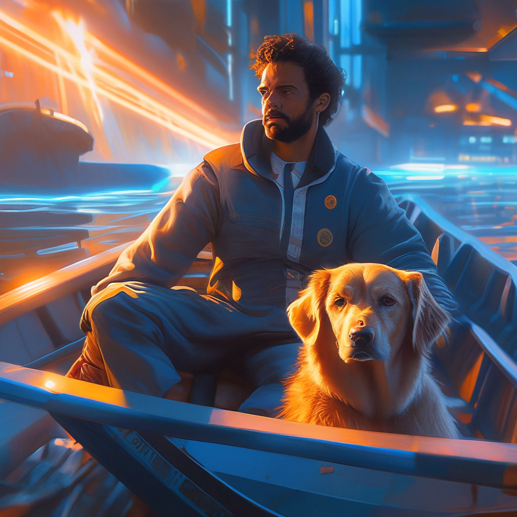 "Gerasim and Mumu, man and dog, a new kind of futurism, floating in a ...