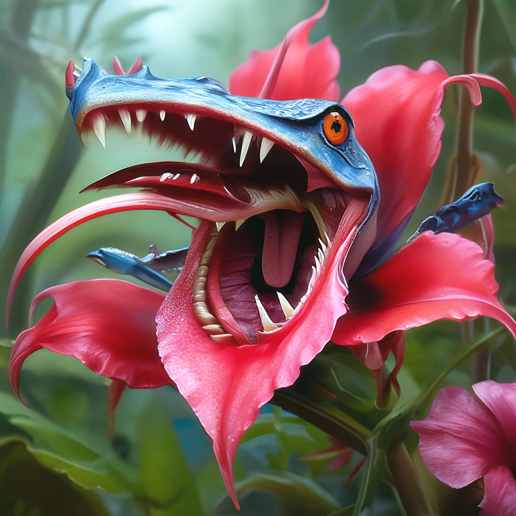 "The flower is a predatory venus flycatcher with long sharp teeth and a ...