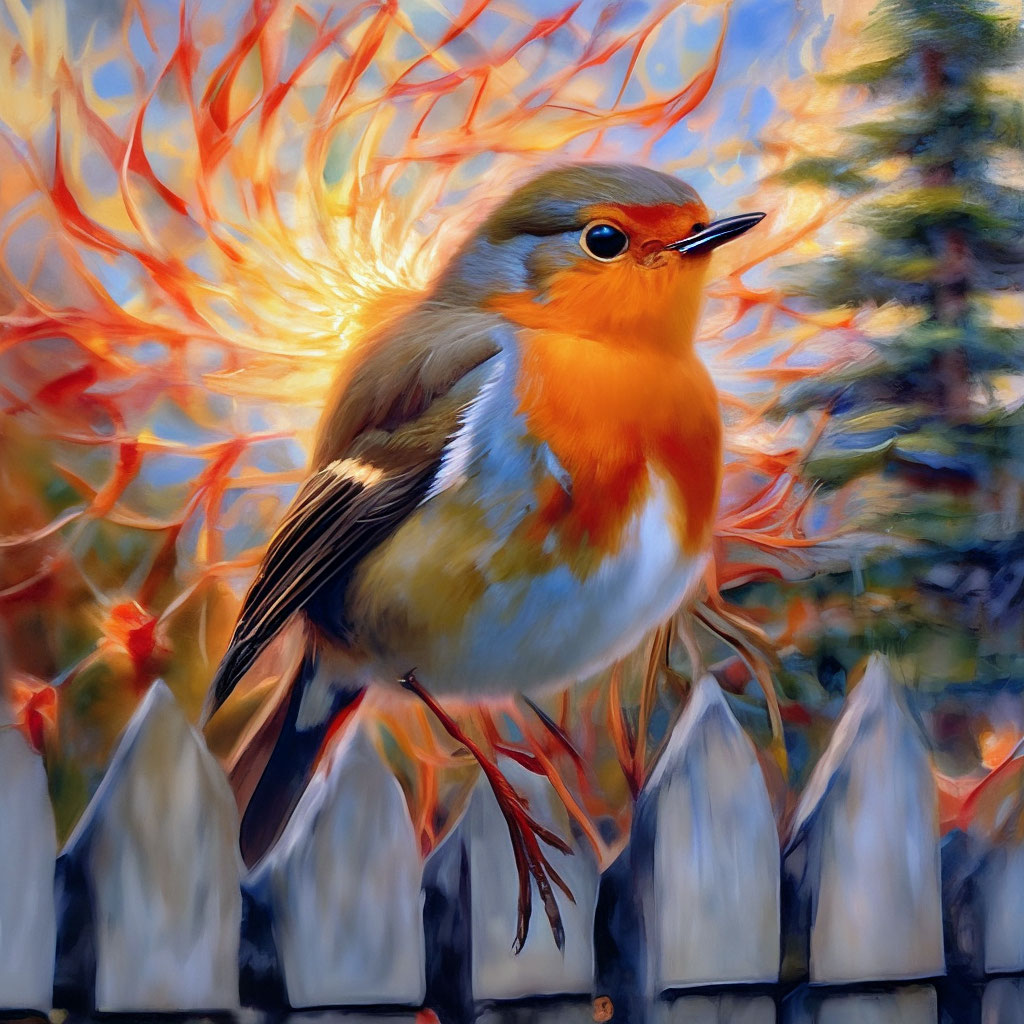"The fire-breasted lump will fly off on the fence, And the robin's ...
