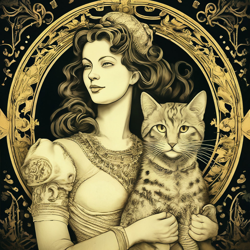 "Logo portrait of a girl and a rococo cat Golden section of the ...