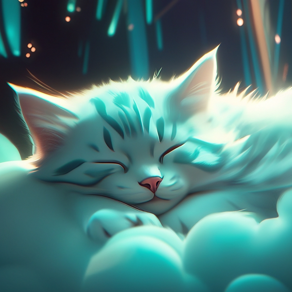 "Very cute and charming fluffy turquoise cat, sleeping on a fluffy ...