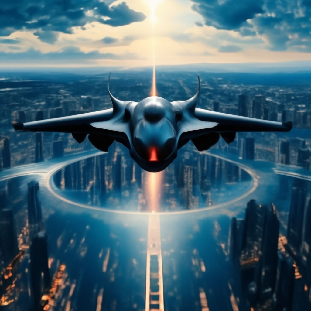 "Giant panorama, fly away into the sky, view from a distance, very high ...