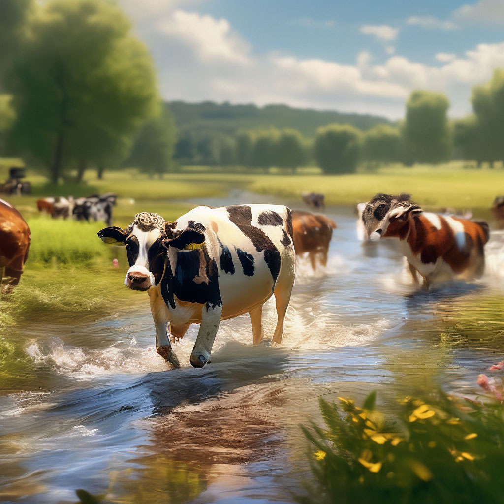"Summer🌞🌦🌈 A hot summer day. Flood meadow, shallow river that cows ford ...