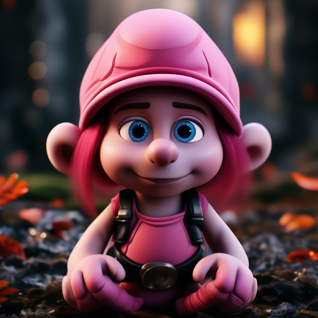 "The little pink smurf" — image created in Shedevrum