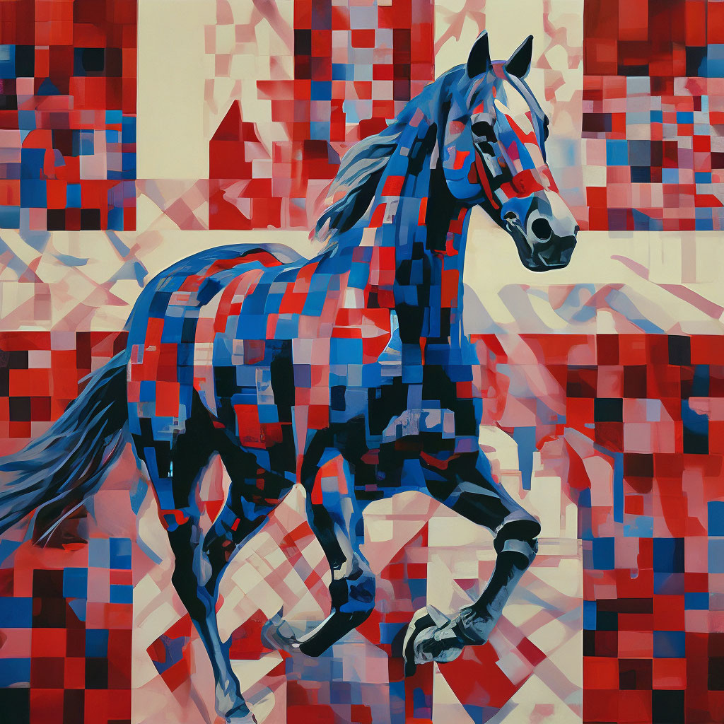 "Checkered horse" — image created in Shedevrum
