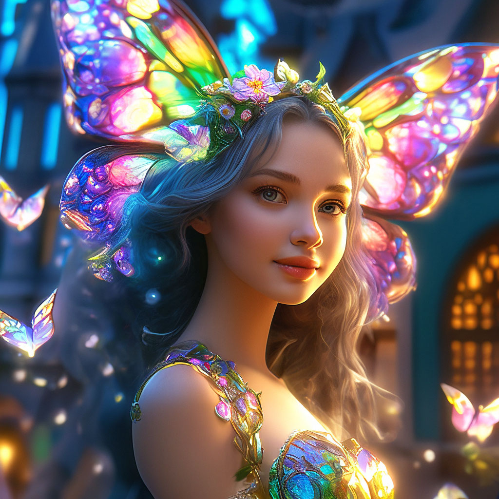 "Beautiful butterfly fairy anthropomorphic hyperrealistic brilliant in ...