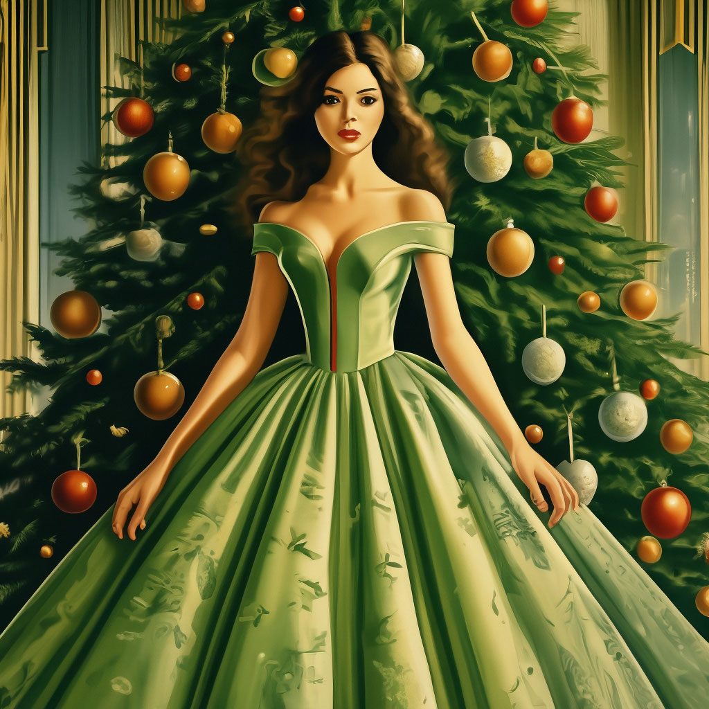 "Ball gown christmas tree" — image created in Shedevrum