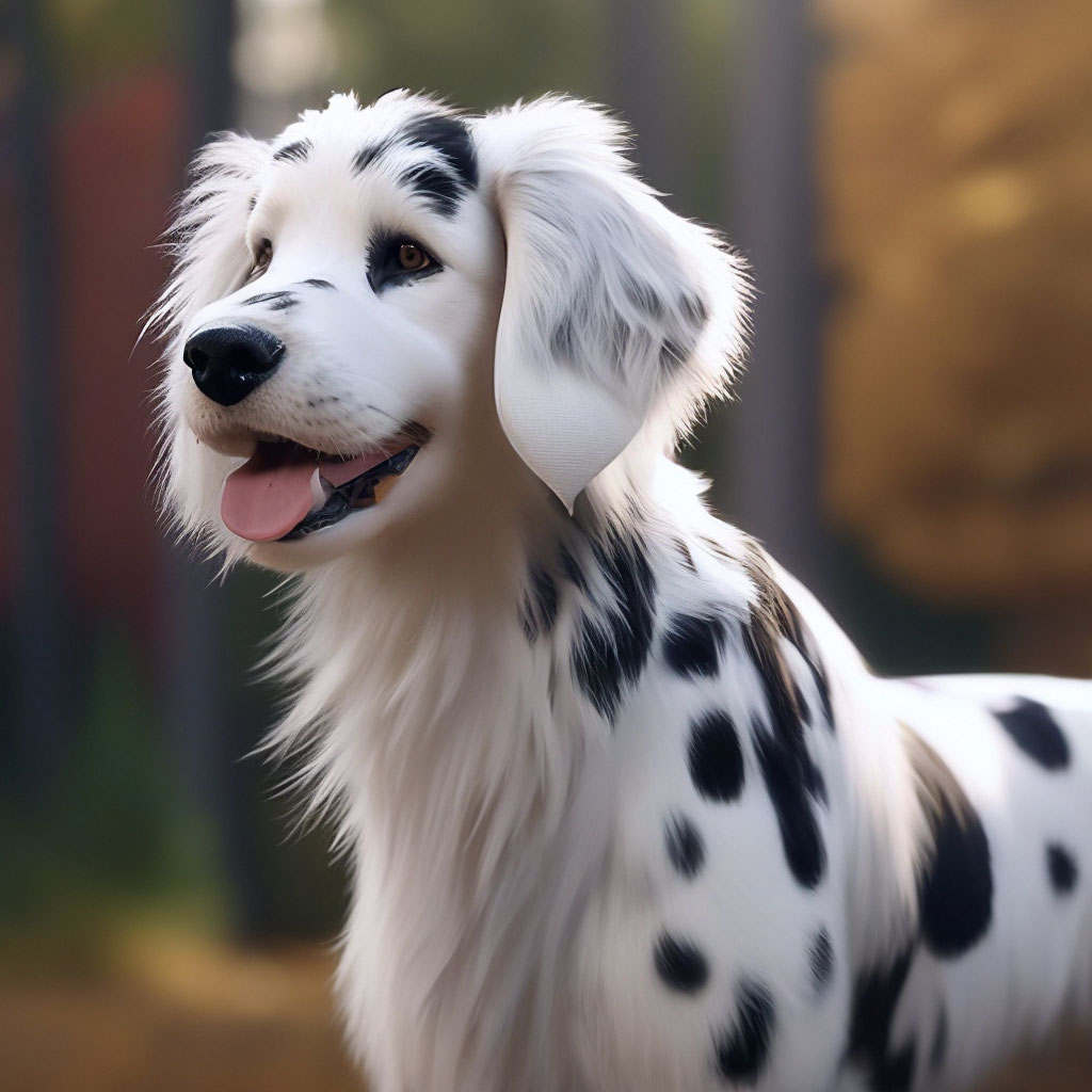 "Very fluffy long-haired Dalmatian, realistic, professional photo, 4k ...