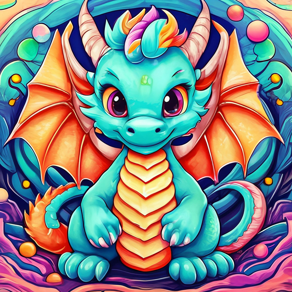 "Color drawing of a cute dragon (symbol of 2024)" — image created in ...