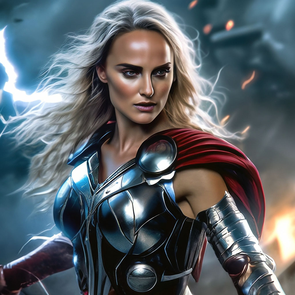 "Natalie Portman in Jane Foster Almost Thor costume marvel, fight ...