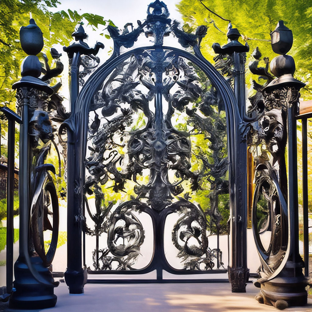 "Professional photo of beautiful wrought iron gates at a rich house ...