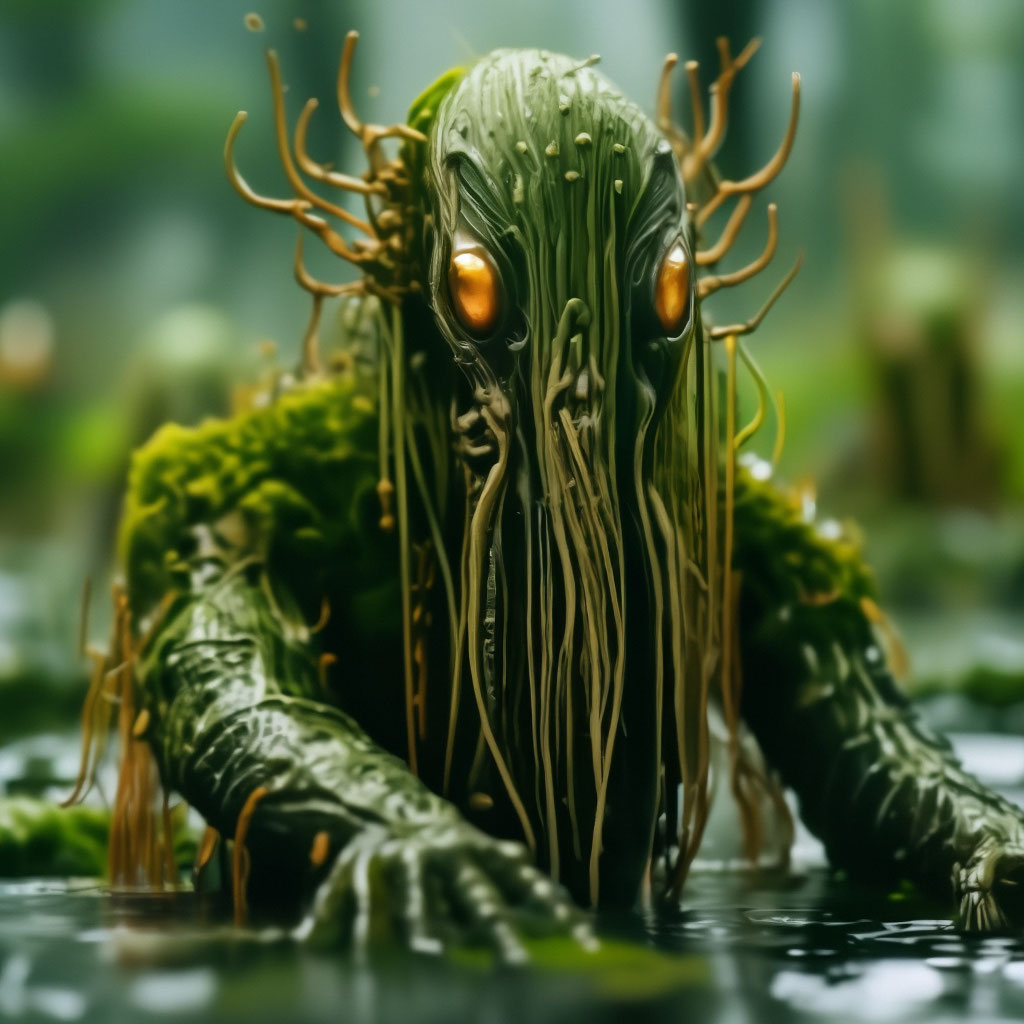 "Amazing swamp mystical creatures with long mustaches, genie ...