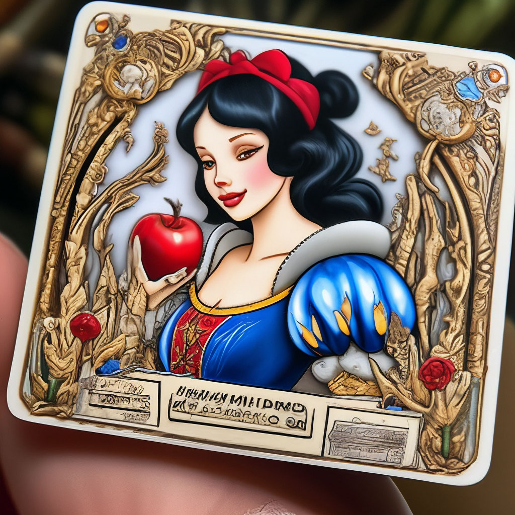 Epic Postage Stamp With Snow White Fine Details Are Clearly Drawn In 7841
