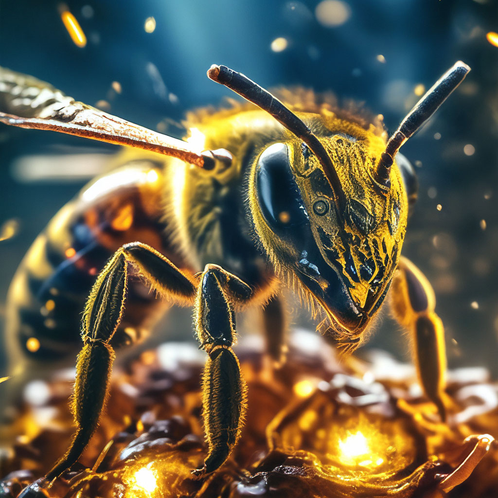 "Epic beehive, high detail, double exposure, anthropomorphic, horror ...