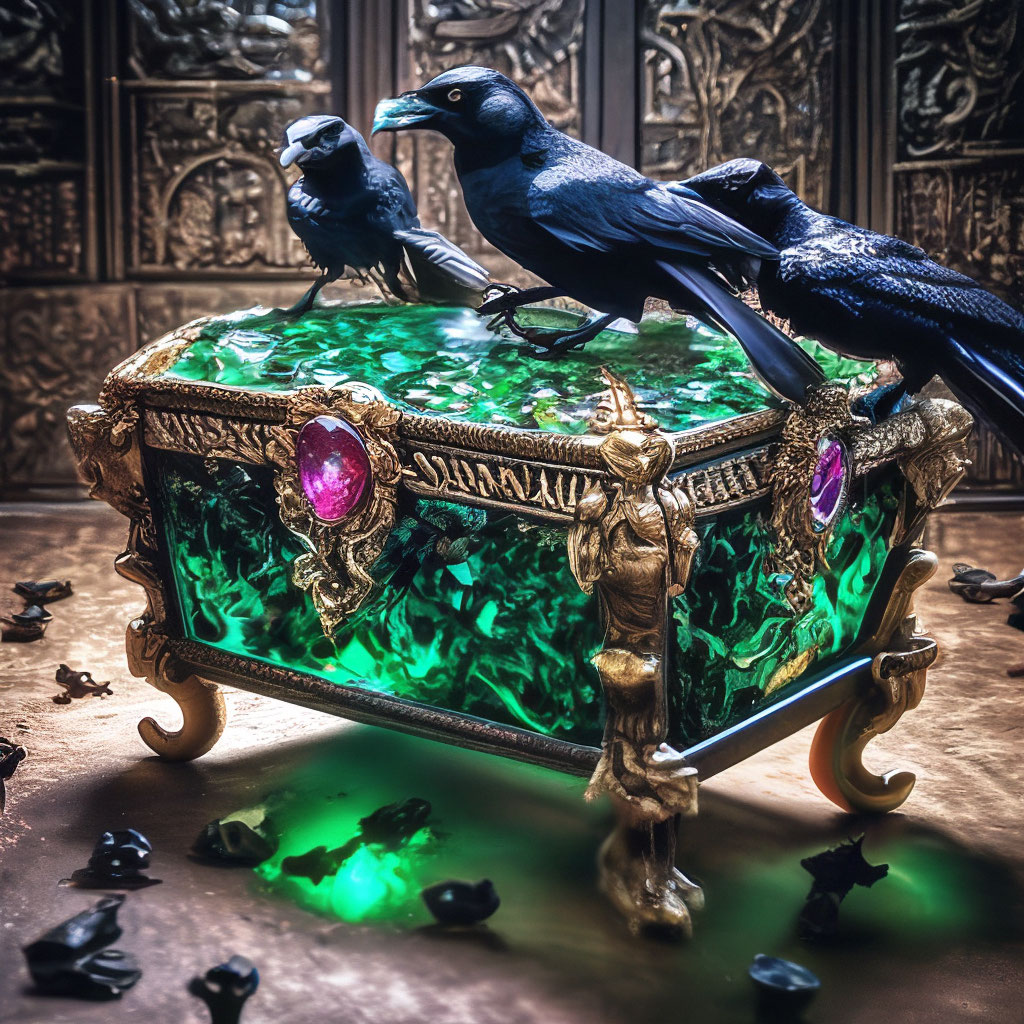 "Fairy tales are real A chest with crows open wide dark crystal coffin ...