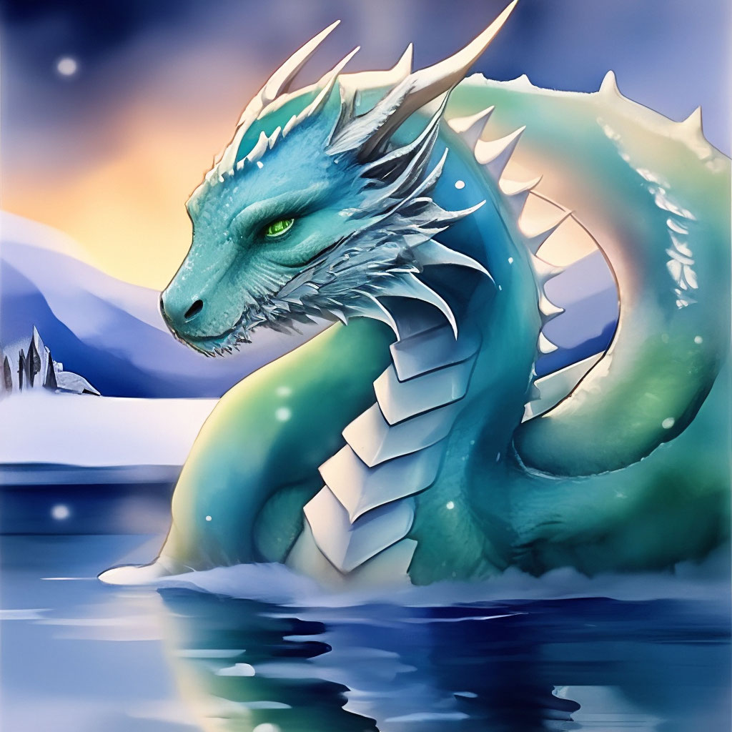 "Watercolor on silk, light lake ::8--1 water dragon please🙏 look at me ...