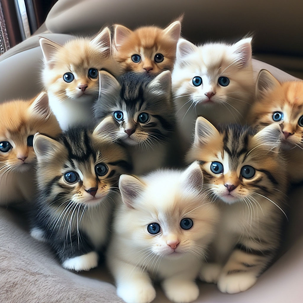 "Just a lot of kittens, I wanted kittens" — image created in Shedevrum