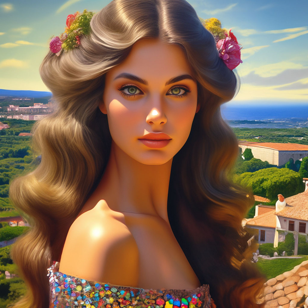 "Hyperrealism, beautiful girl, complicated hairstyle, huge eyes, long ...