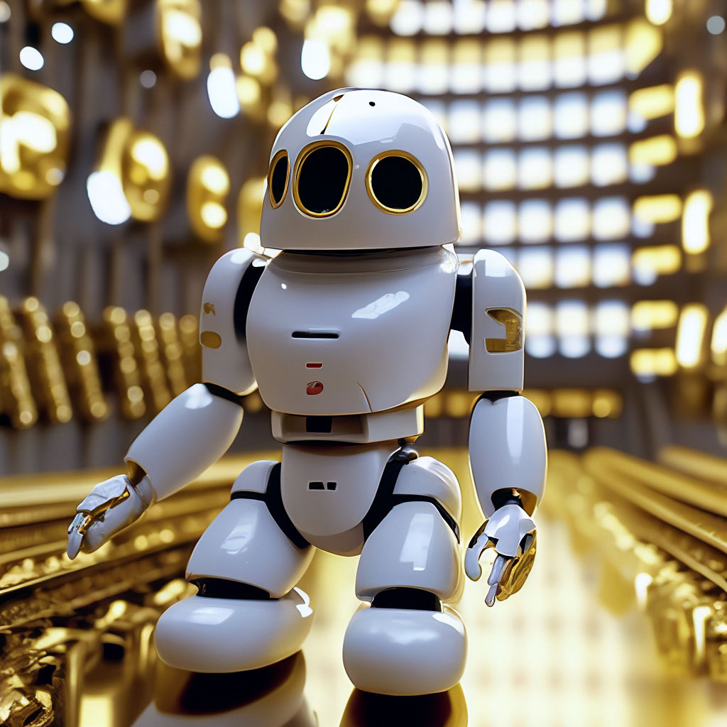 "Based on (c)PrinceQ "Aibo – robot Dalek from Sony", white color, gold ...