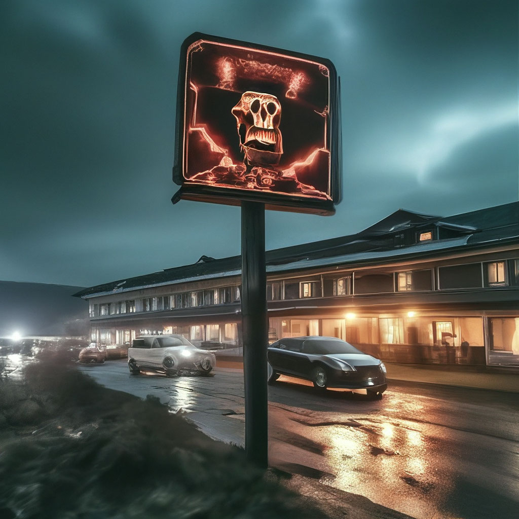 "Road sign skull+hands+scary horse+legs+minced meat+broken arms ...