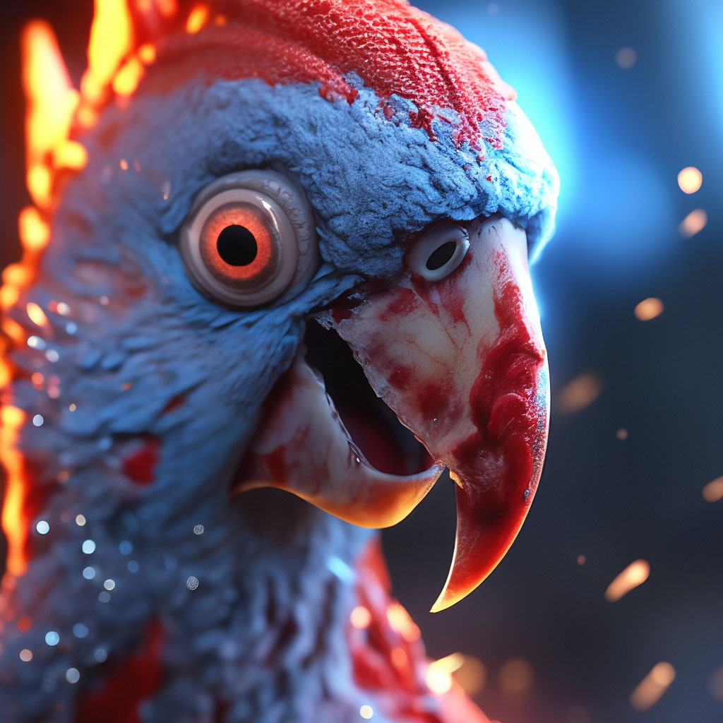 "Megarealism, high detail, anthropomorphic, burning eyes, features of a ...