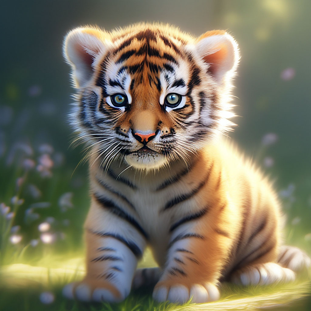 "Tiger cute, fluffy,high detail, high-quality drawing, realistic, high ...