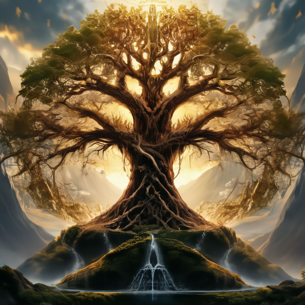 "Reality, Nav, Spelling of the three worlds, in the form of a Yggdrasil ...