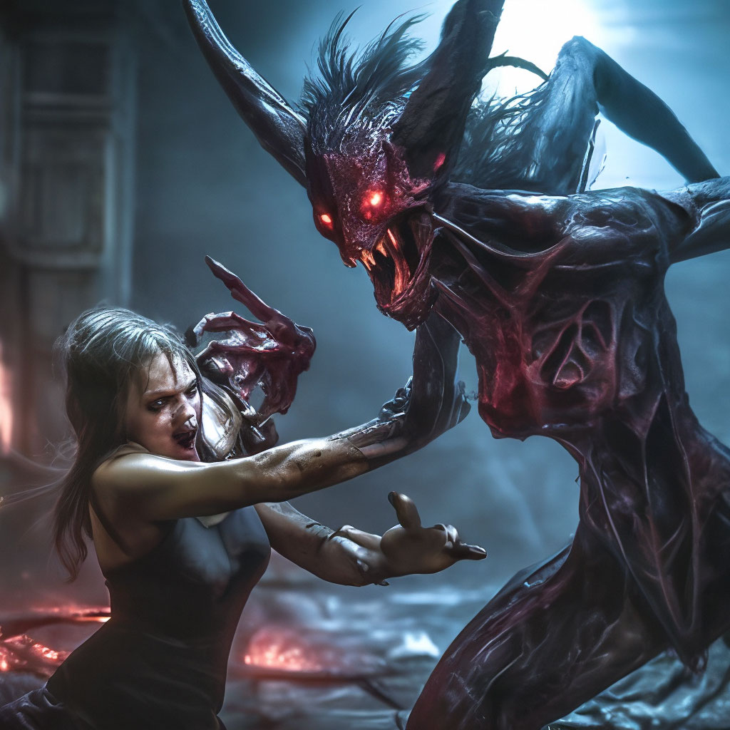 "Necromorphic demon attacks a person hyperrealism, necrophage mysticism ...
