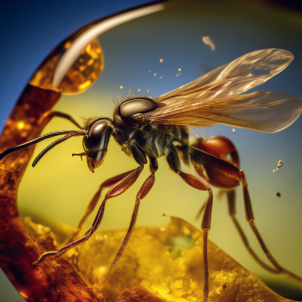 "An ancient wasp in amber" — image created in Shedevrum