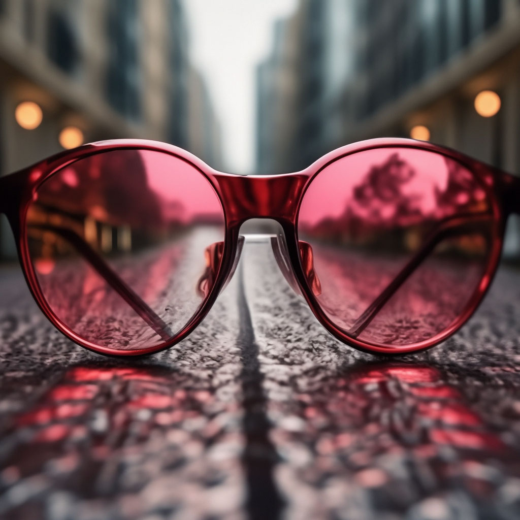 "The world through rose-colored glasses, detailed" — image created in ...