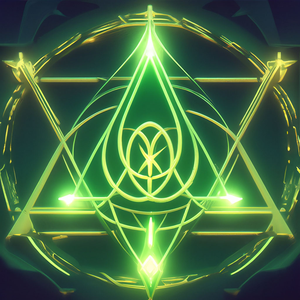 "Alchemical glowing green symbol of terra" — image created in Shedevrum