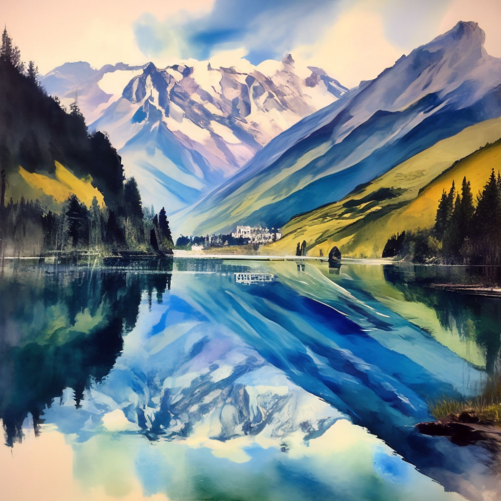 "All art,illustration,watercolor,ink drawing,mountains,nature of the ...