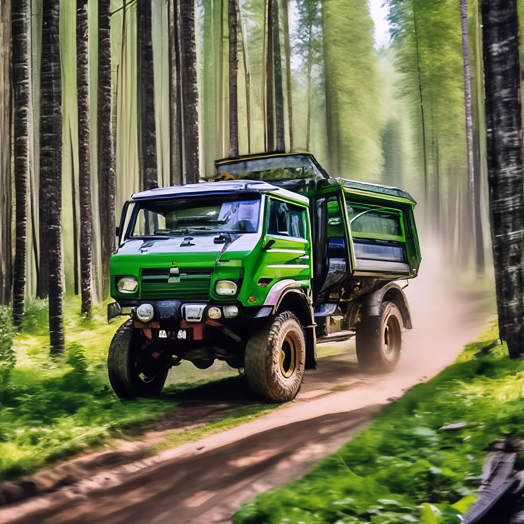 "12K MAZ rides through the forest." — image created in Shedevrum