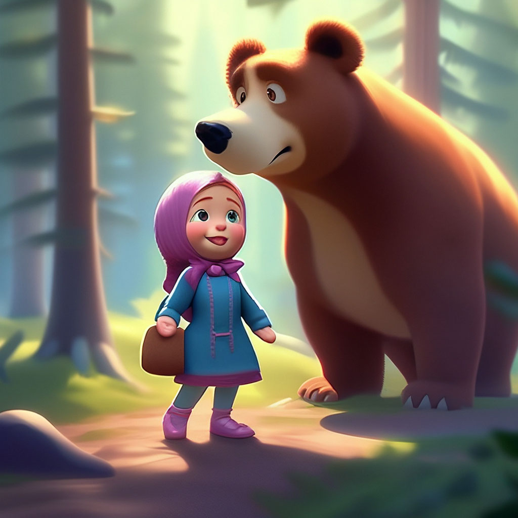 "Animation Masha and the bear" — image created in Shedevrum