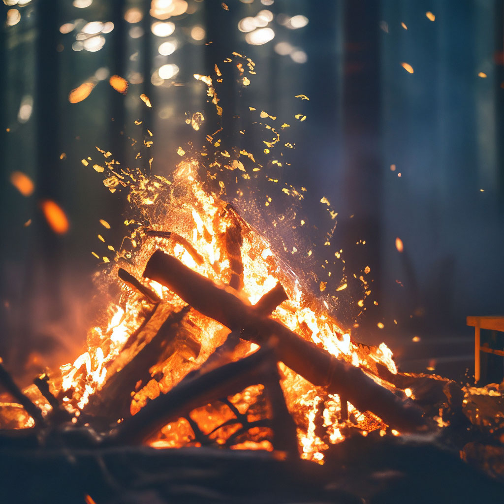 "Bonfire, beautiful fire, high flame, forest, firewood, flickering ...