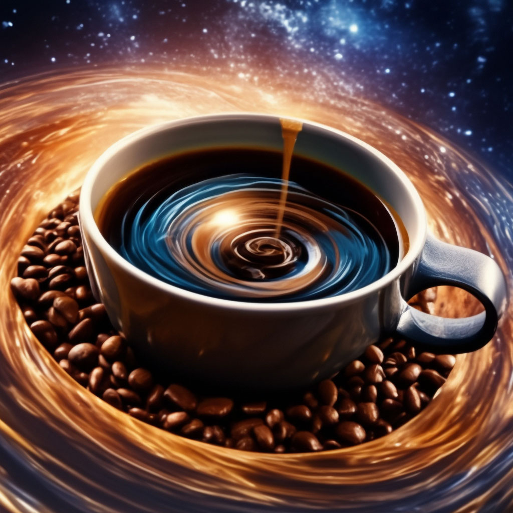 "Incredible cosmic coffee, poured into a black hole, scattering of ...
