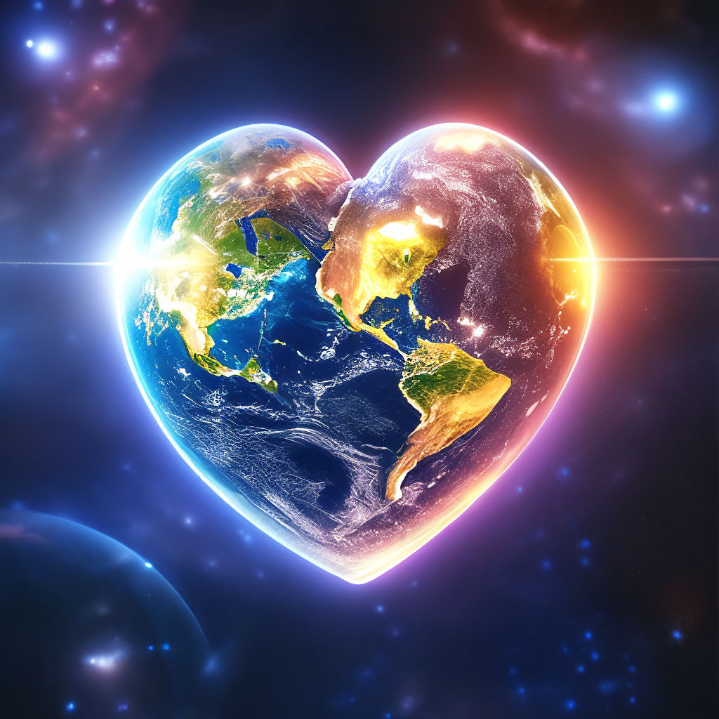 "The heart-shaped planet Earth and the heart-shaped moon in the Solar ...