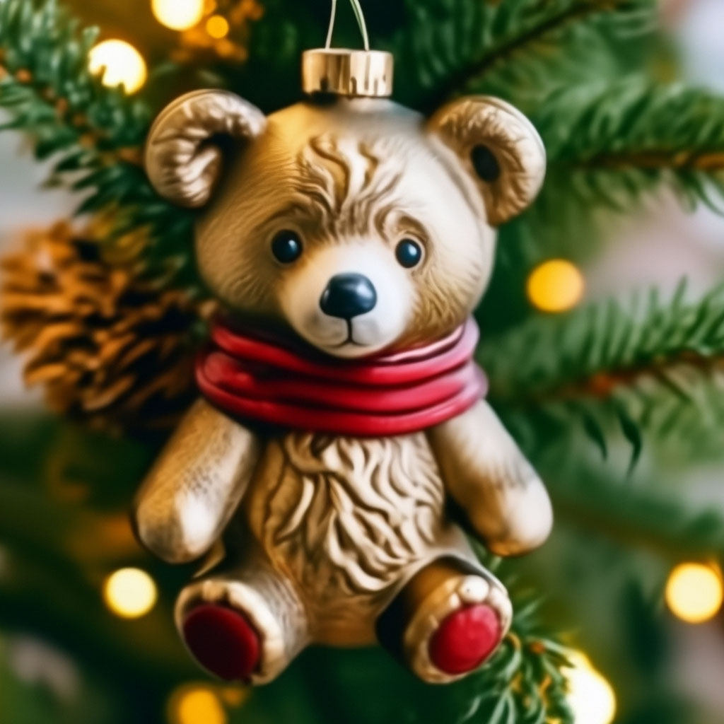 "Christmas tree toy in the form of a bear" — image created in Shedevrum
