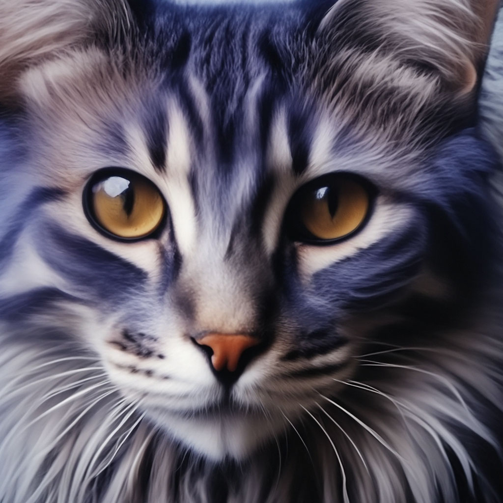 "Violet cat, hyperrealism, professional photo" — image created in Shedevrum