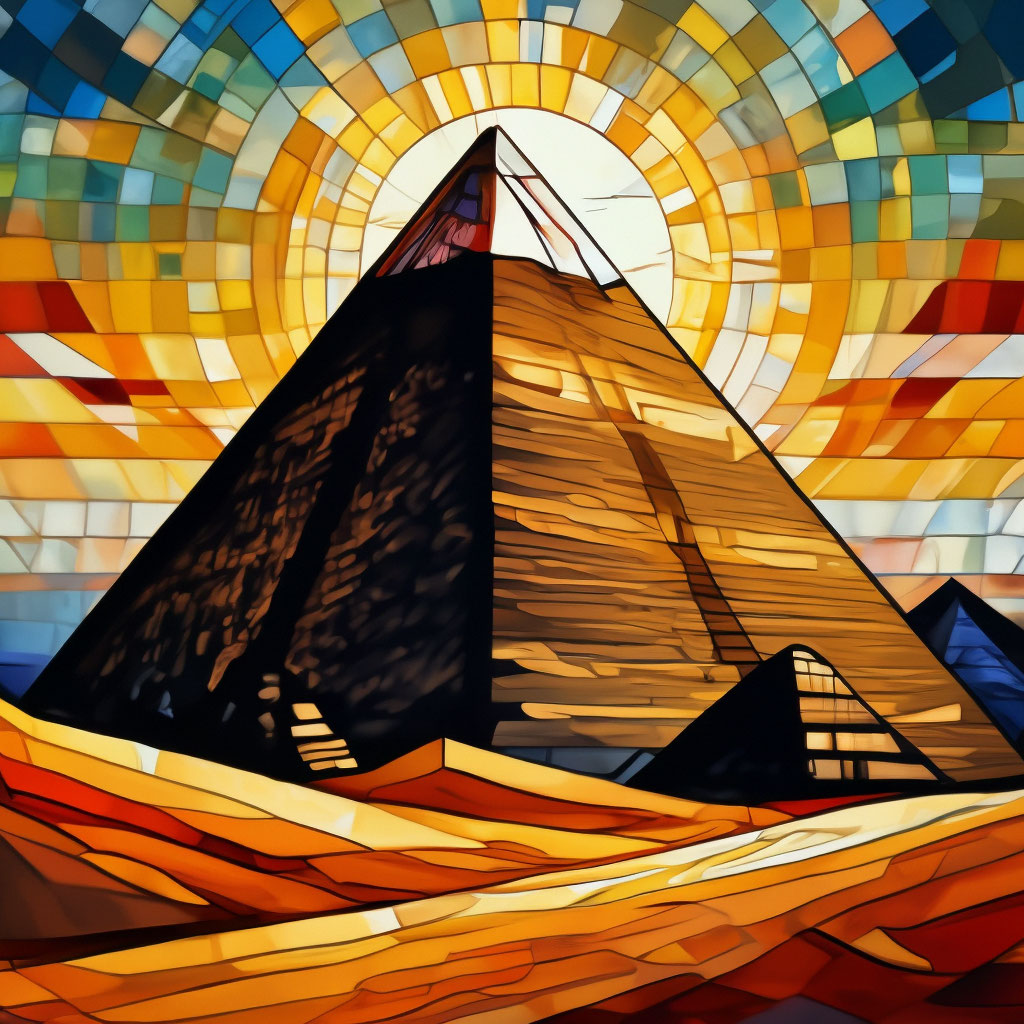 "Around the World: Egyptian Pyramids vector, acrylic, stroke, mosaic ...