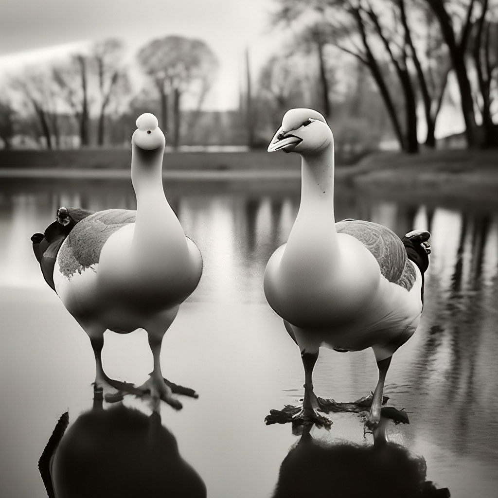 "Two merry geese" — image created in Shedevrum