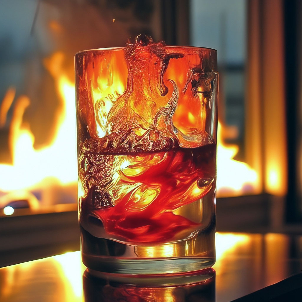 "Fire water in a glass, fire water in the throat, fire water in the ...