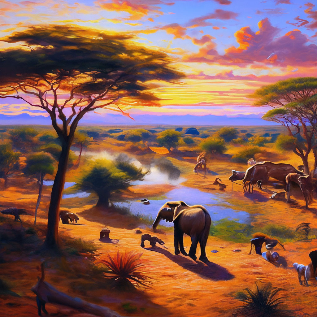 "In a dazzling African scene." — image created in Shedevrum