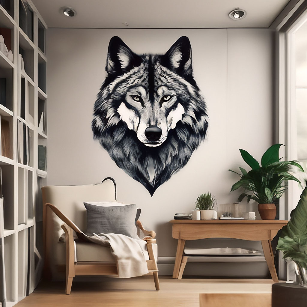 "Wolf in the style of wall graphics" — image created in Shedevrum