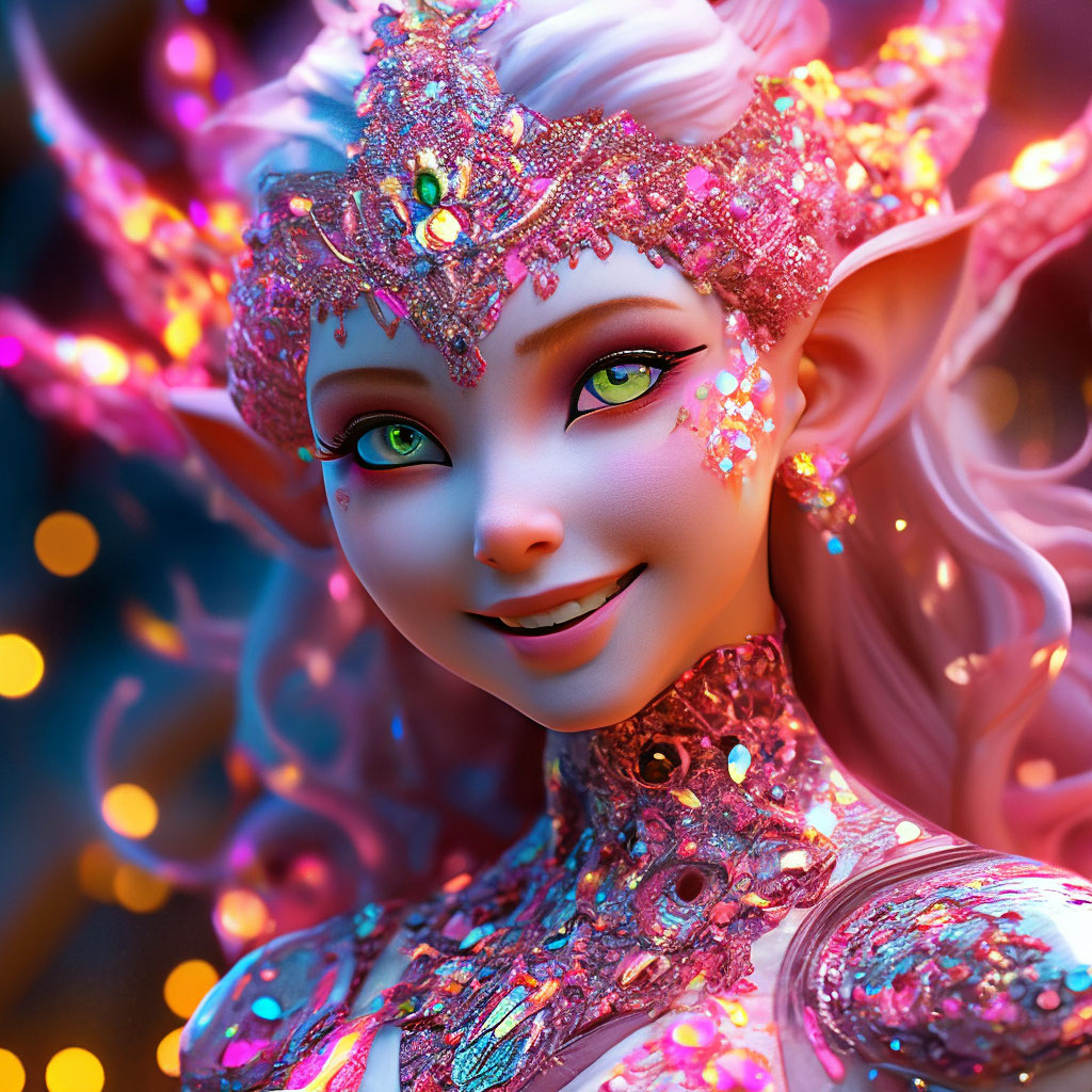 "Surrealism,cute, close-up, consists of fractals, fabulous elf, deep ...